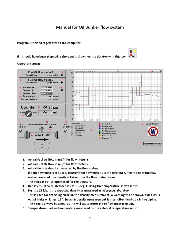 Manual For Oil Bunker Flow System | PDF | Fluid Dynamics | Flow Measurement
