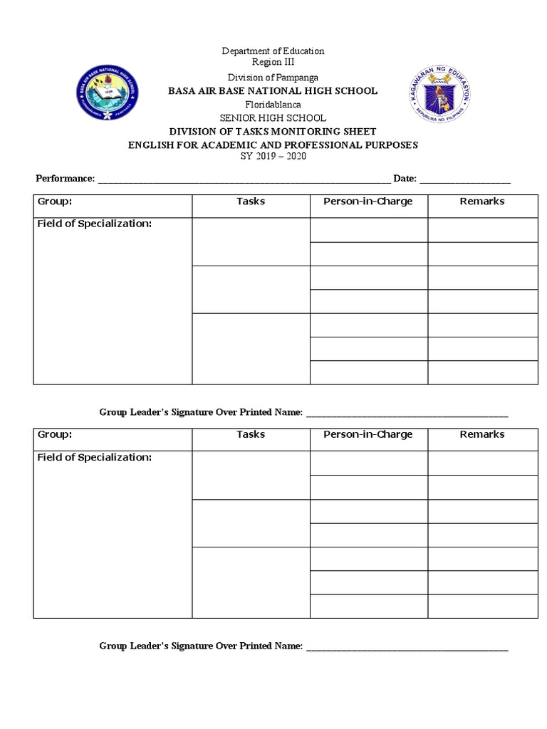 PR1 Monitoring Sheet | PDF