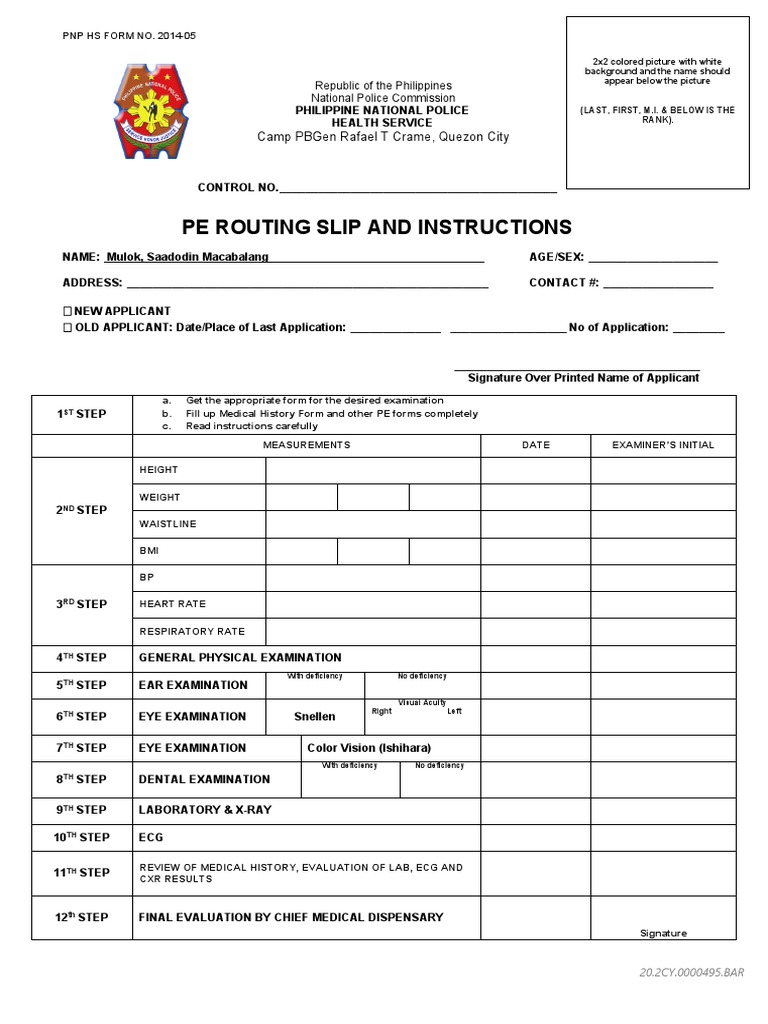 Pe Routing Slip | PDF | Health Sciences | Health Care