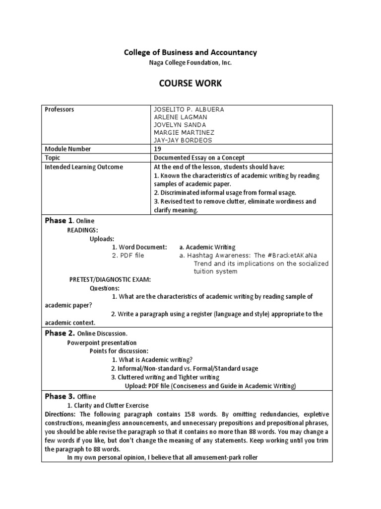 Coursework 19 (Academic Writing) | PDF | Learning | Communication
