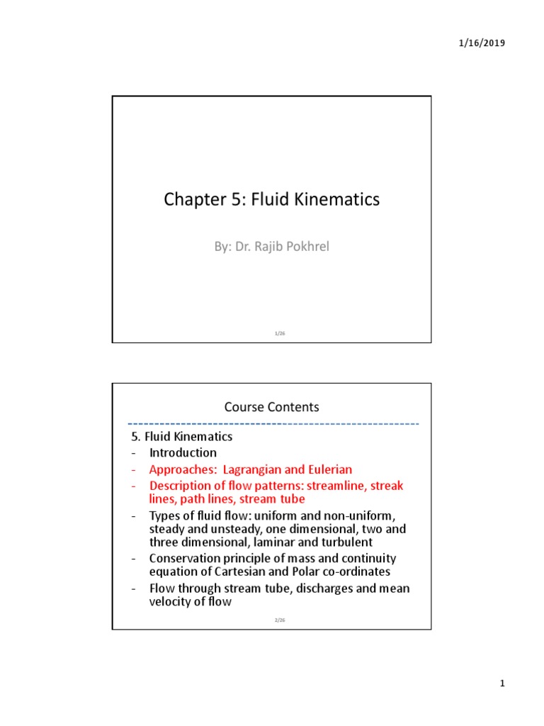 Fluid Kinematics: Eulerian Approach | PDF | Fluid Dynamics | Boundary Layer