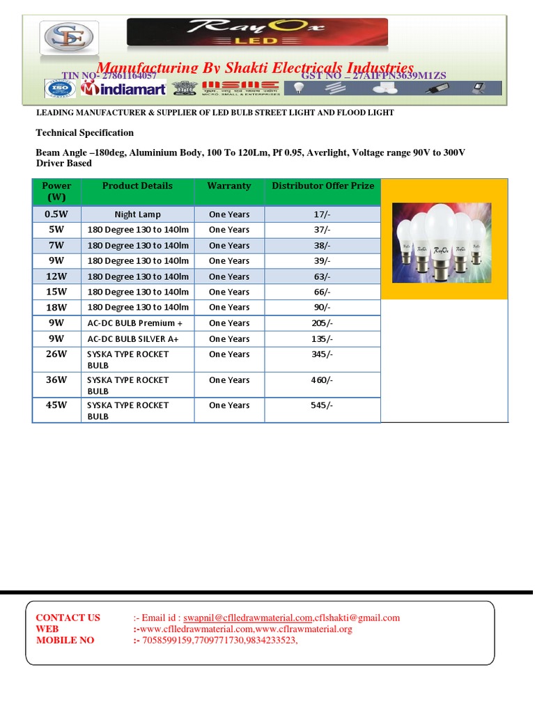 Manufacturing by Shakti Electricals Industries: Tin No - 27861164057 | PDF
