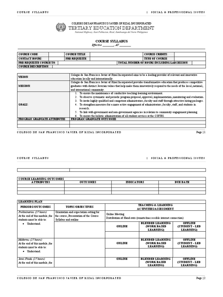 Social & Professional Issues Syllabus | PDF | Online And Offline ...