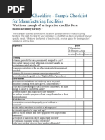 Manufacturing Plant Audit Checklist | PDF | Industries | Transport