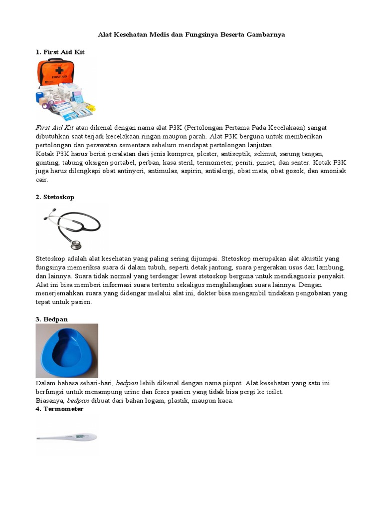 Alat Kesehatan Medis Dan Fungsinya Beserta Gambarnya | PDF