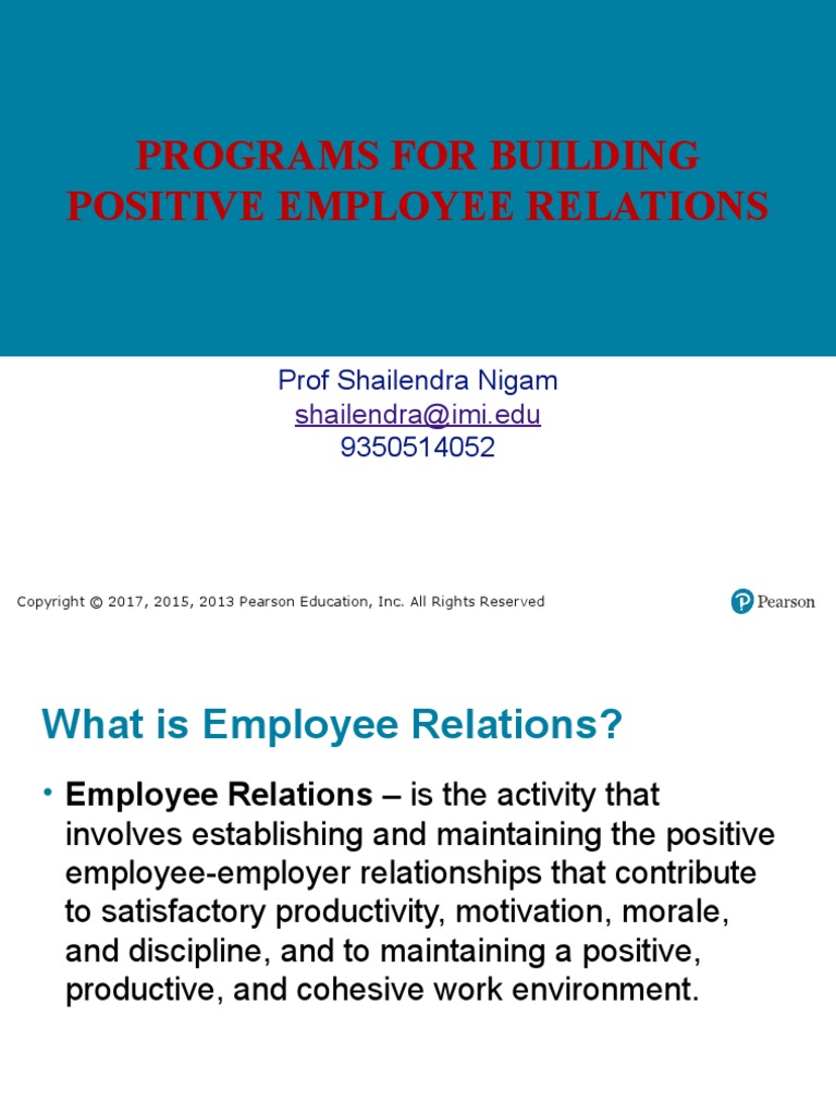 Programs For Building Positive Employee Relations: Prof Shailendra ...