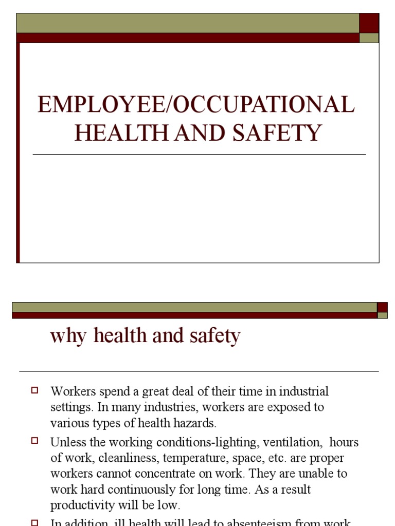 Employee/Occupational Health and Safety | PDF | Occupational Safety And ...