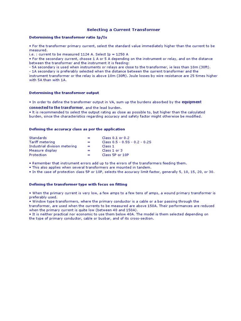 Selection of CT & PT | PDF | Transformer | Electrical Components