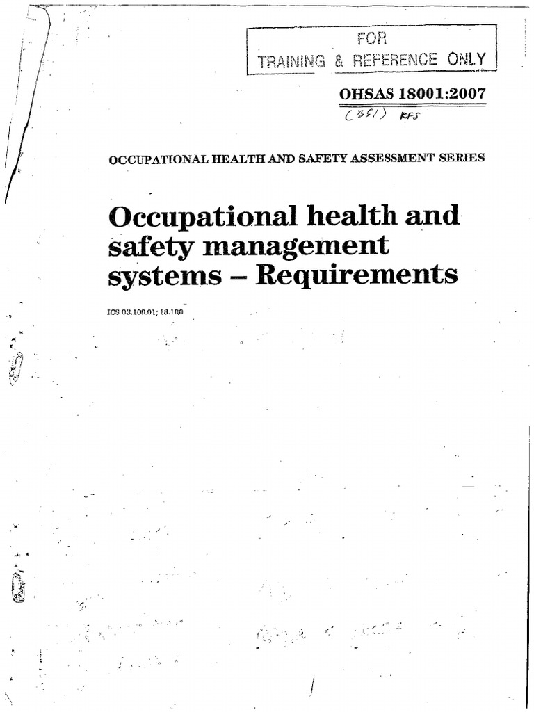 Standard - OHSAS 18001 PDF | PDF
