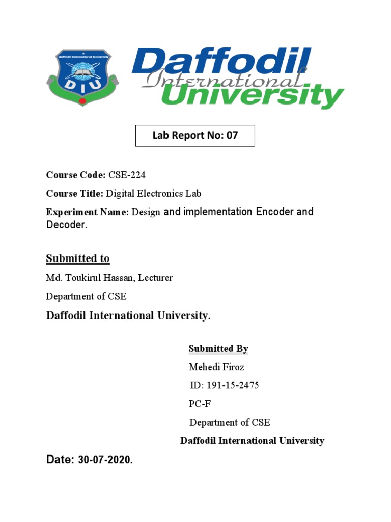 Lab Report No: 07 | PDF | Electronic Circuits | Logic Gate