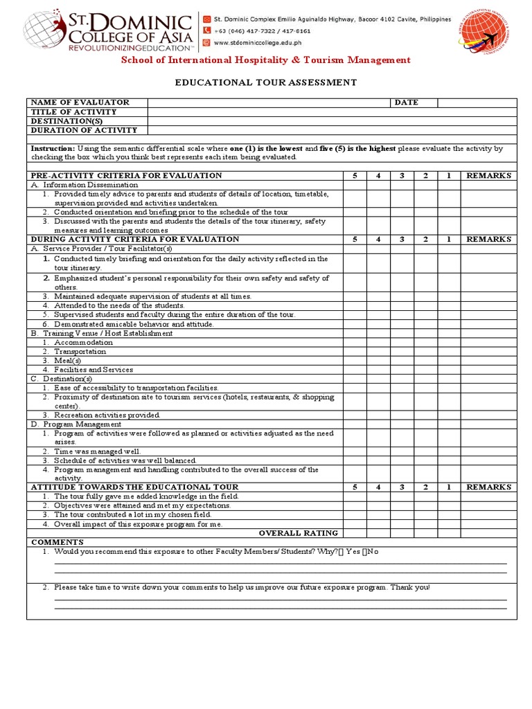 Educational Tour Assessment | PDF | Attitude (Psychology) | Tourism