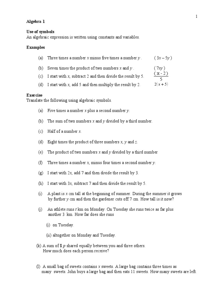 Algebra 1 | PDF | Numbers | Equations