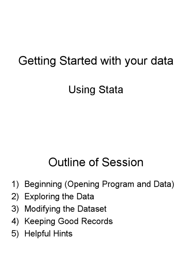 Getting Started With Your Data: Using Stata | PDF | Variable (Computer Science) | Data Set