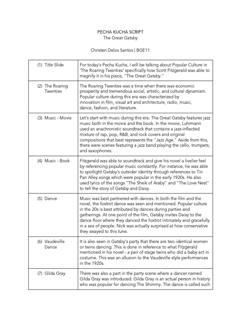 Litepop Pecha Kucha Script | PDF | The Great Gatsby | Entertainment ...