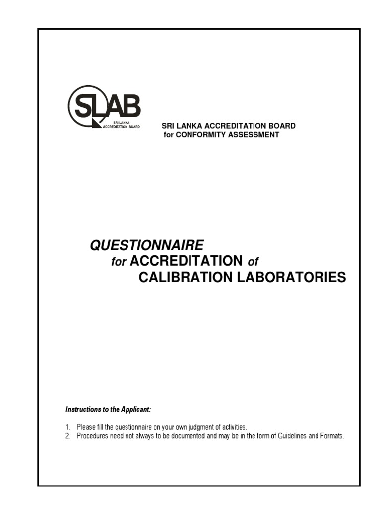 CL FM (P) 02 Questionnaire For Calibration Labs | PDF | Calibration ...