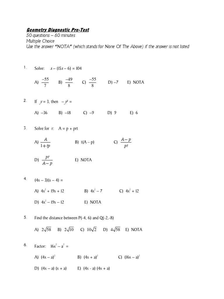 Geometry Practice Test PDF | PDF | Area | Triangle