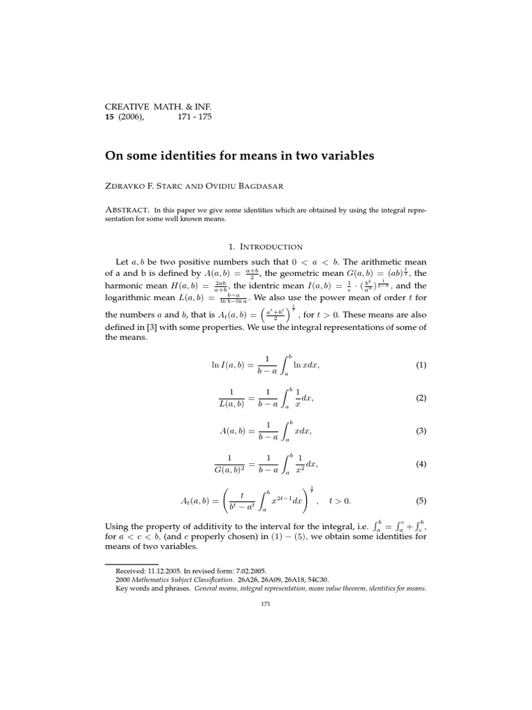 Creative 2006 15 171 175 | PDF | Square Root | Theorem