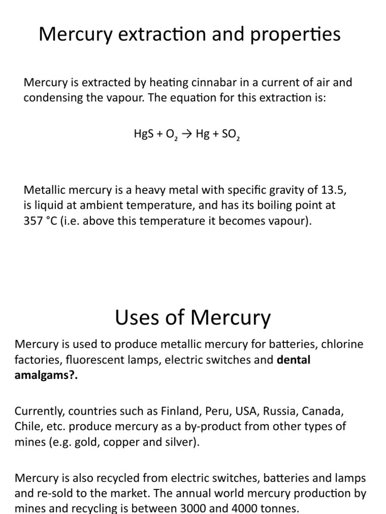 Mercury Extraction and Properties | PDF
