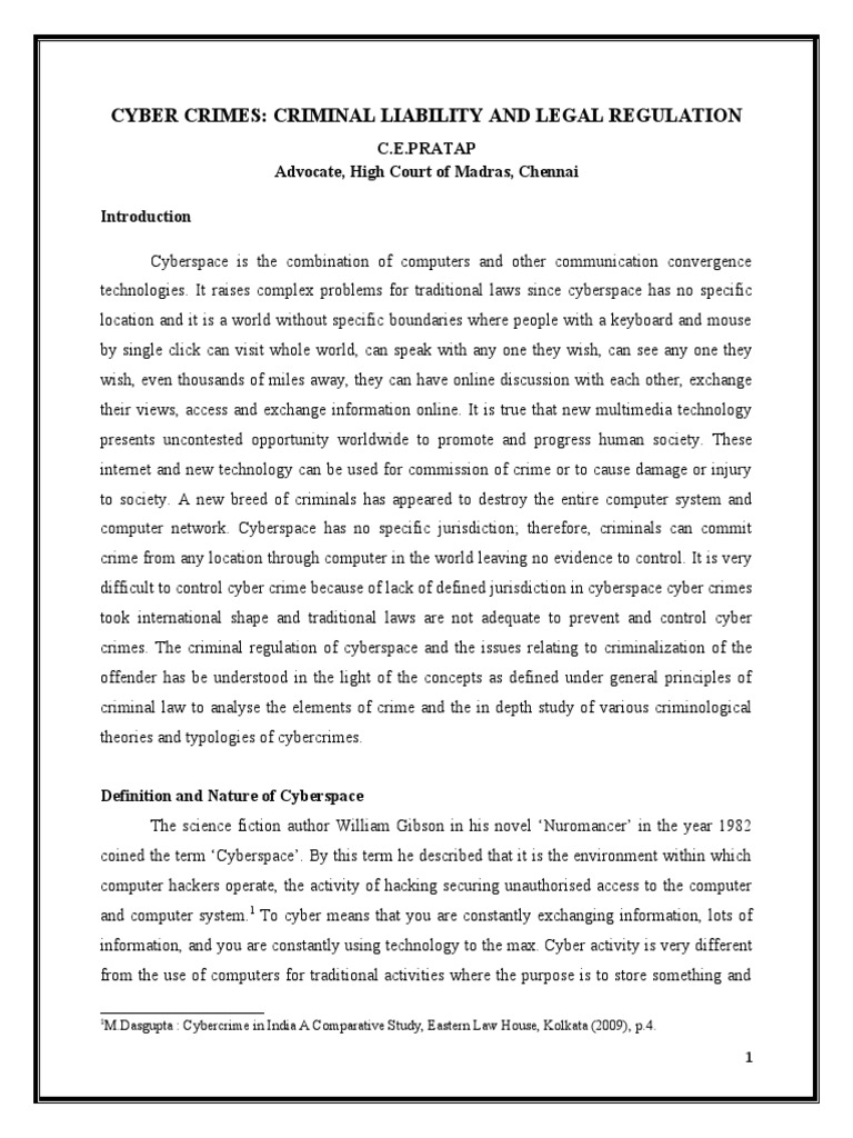 Cyber Crimes. Pratap Full Paper | PDF | Cybercrime | Mens Rea