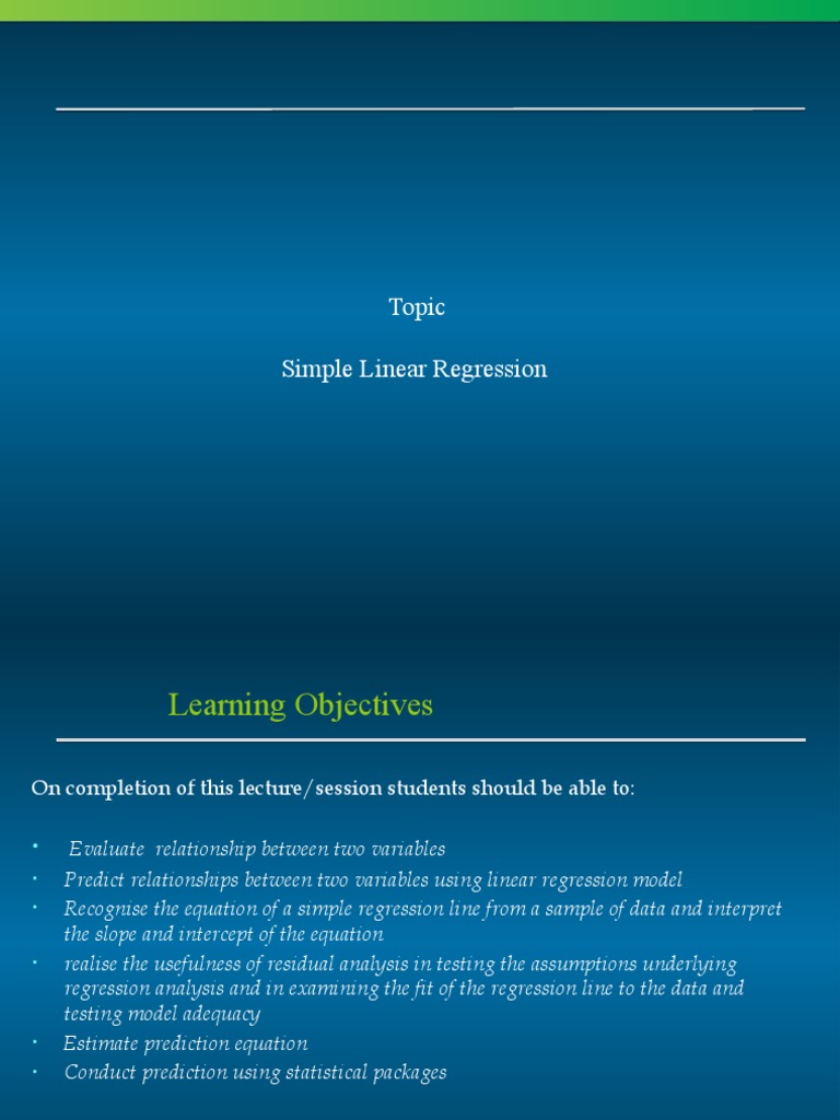 Topic Simple Linear Regression | PDF | Regression Analysis | Linear Regression