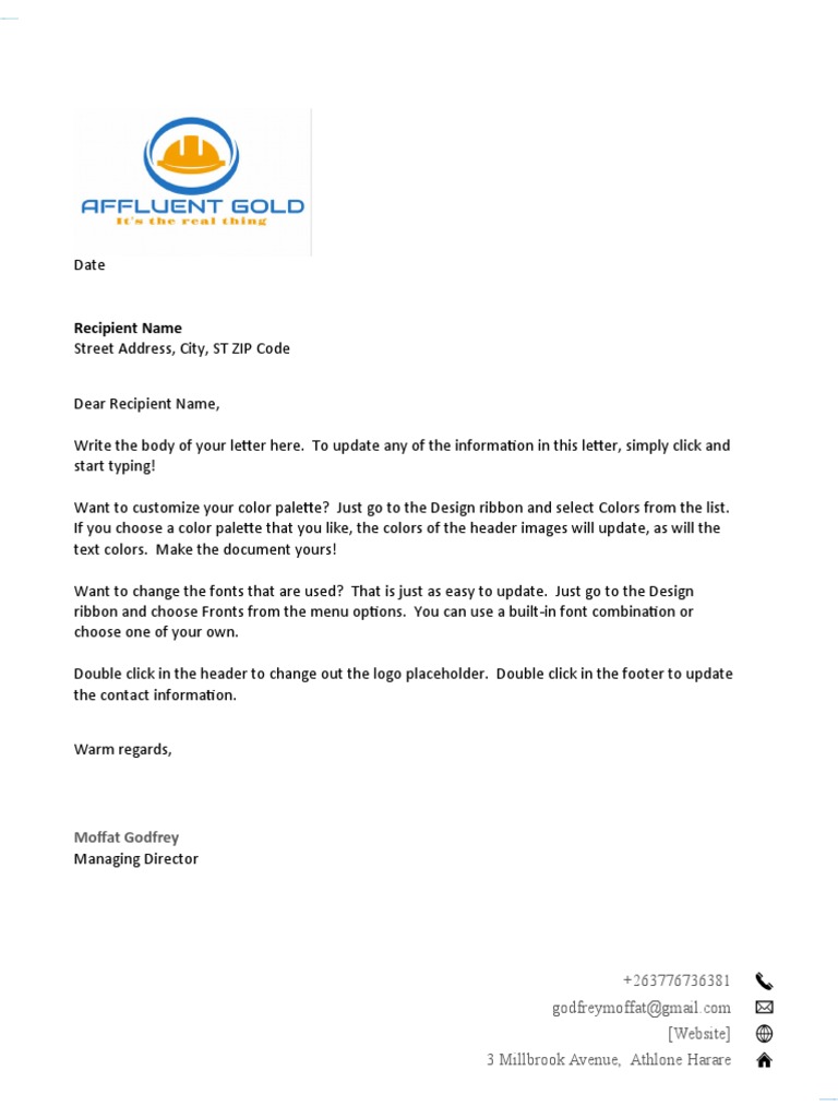 Update letter template easily | PDF