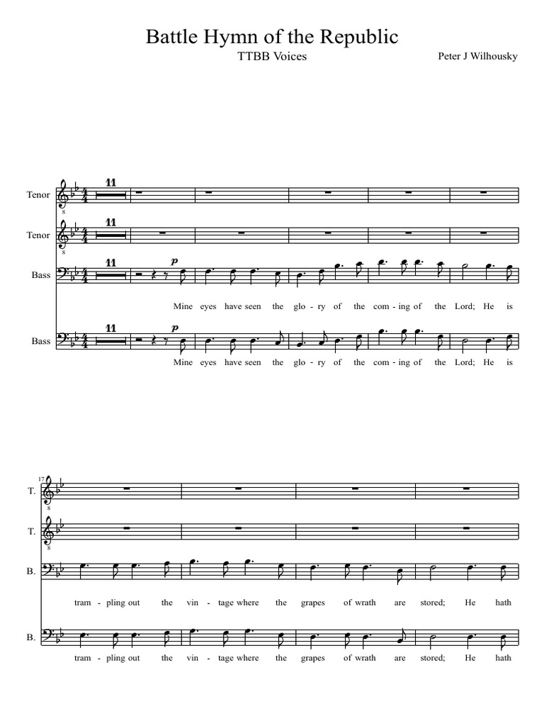 Battle Hymn of The Republic: TTBB Voices | PDF | Hymns | Religious Songs