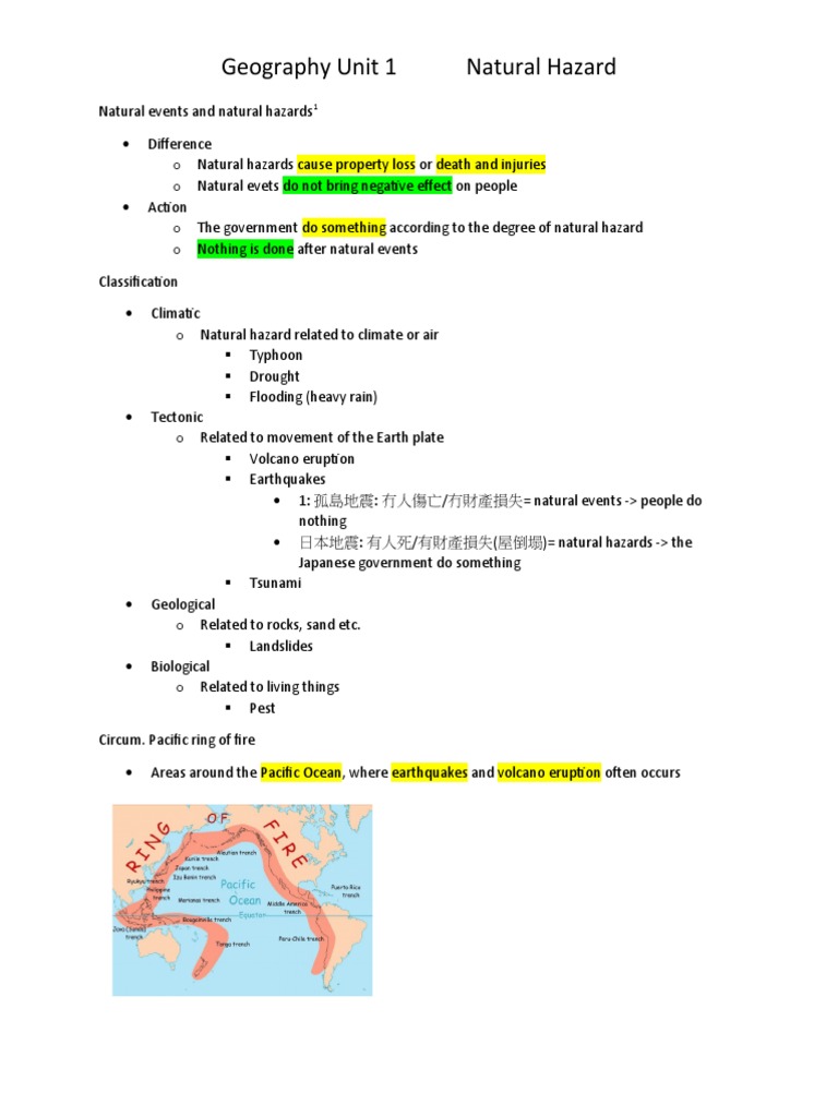 Geography Unit 1 Natural Hazard | PDF | Science & Mathematics