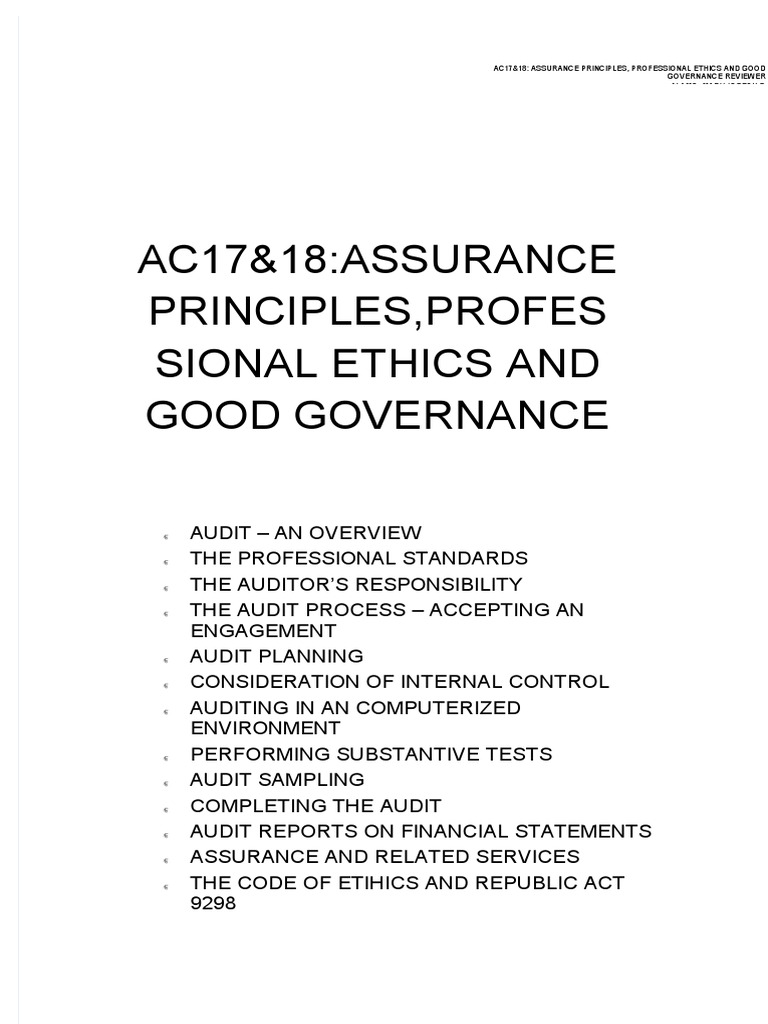 Assurance Principles and Ethics Overview | PDF | Audit | Financial Audit