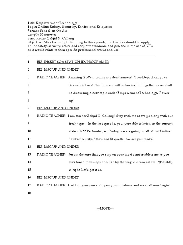 Empowerment Technology Script (Module 2) | PDF