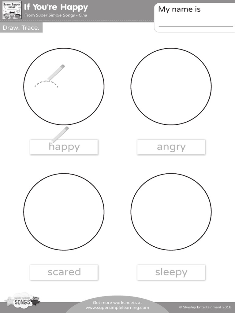 If Youre Happy Worksheet Listen Draw Trace BW | PDF