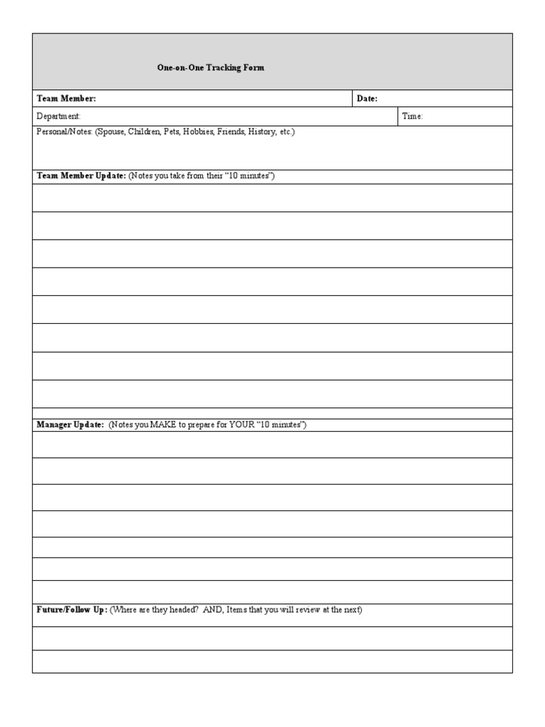 One-on-One Tracking Form Template | PDF