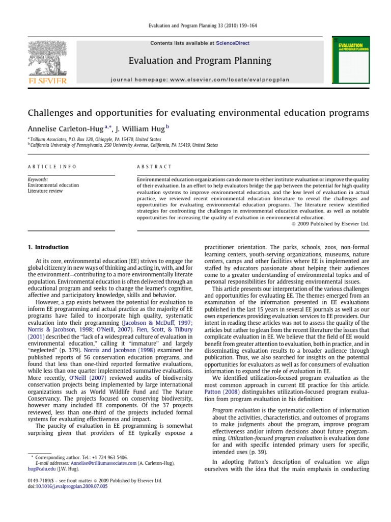 Evaluating Environmental Education Programs | PDF | Program Evaluation | Evaluation