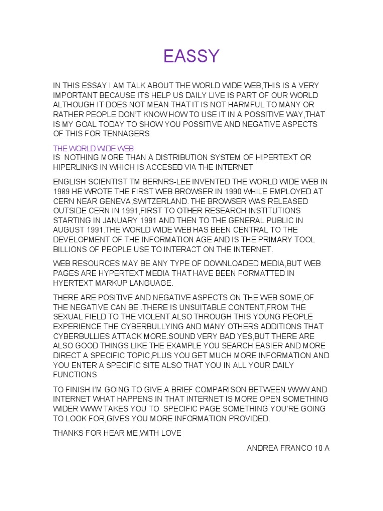 Eassy: The World Wide Web | PDF