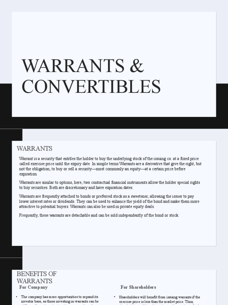 Warrants & Convertibles | Download Free PDF | Warrant (Finance ...