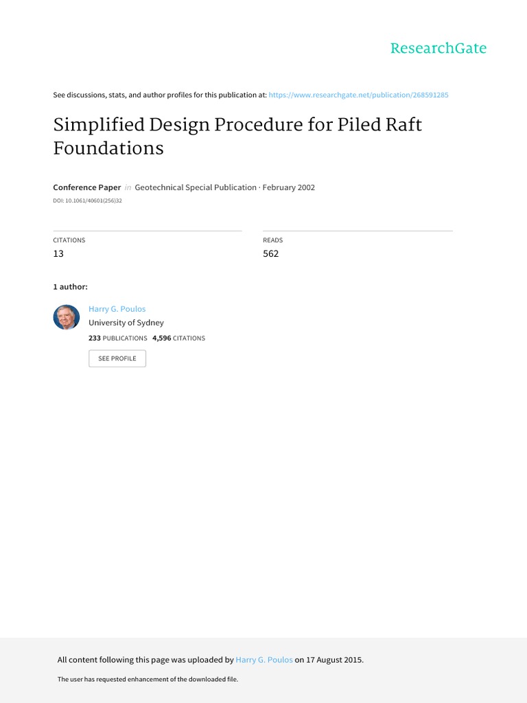 3 Simplified Design Procedure For Piled Raft Foundations | PDF