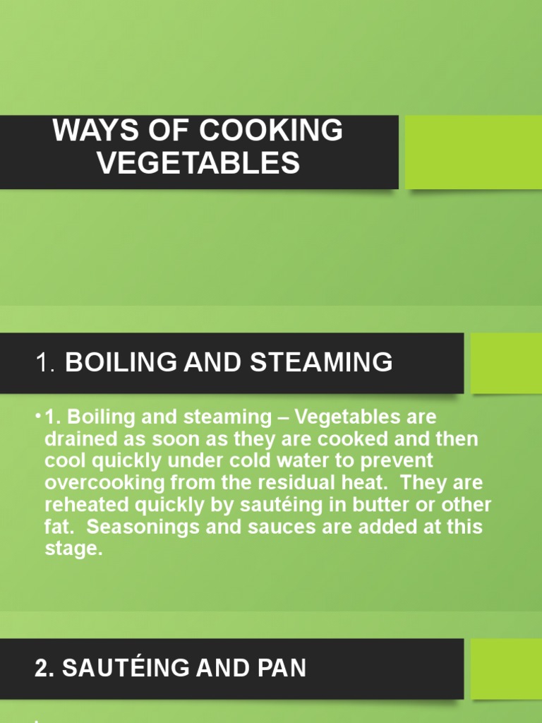 Cooking Methods for Vegetables | PDF