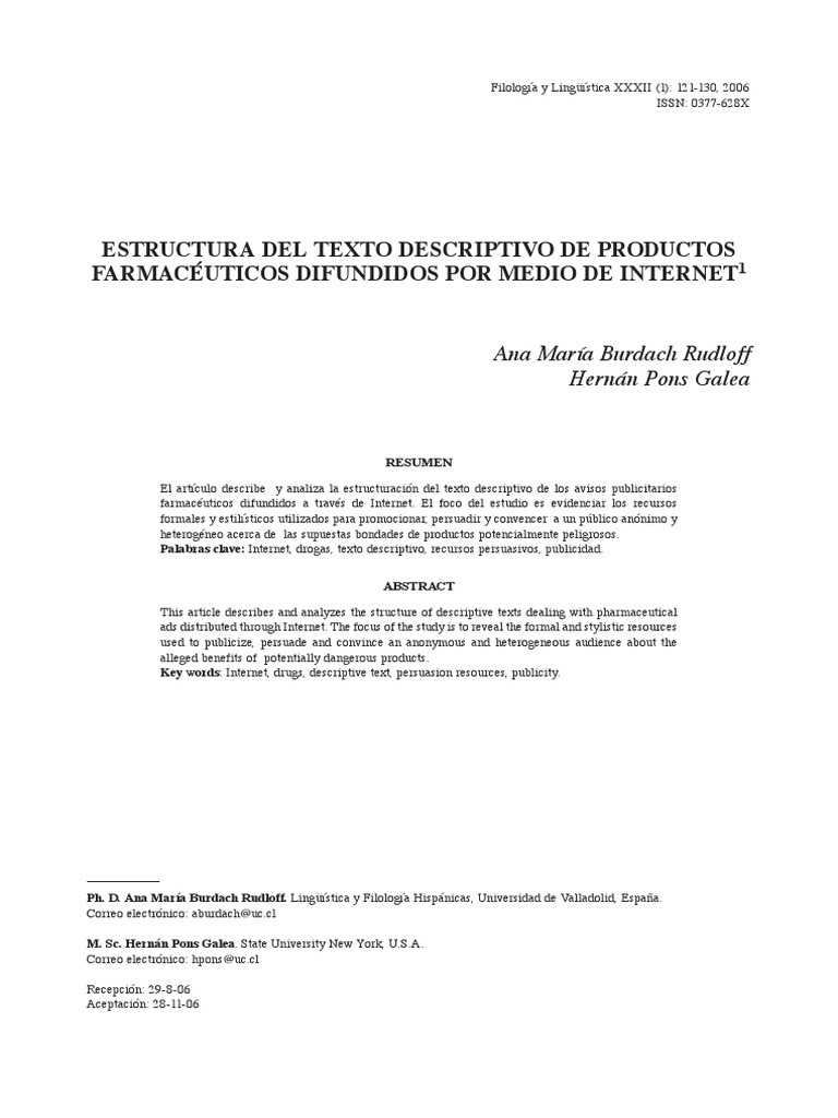 Estructura Del Texto Descriptivo | PDF | La dependencia de sustancias ...