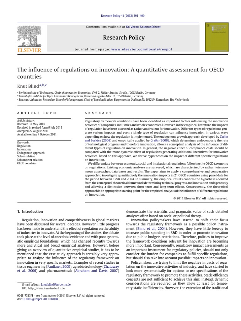 Regulation and Innovation | PDF | Innovation | Incentive