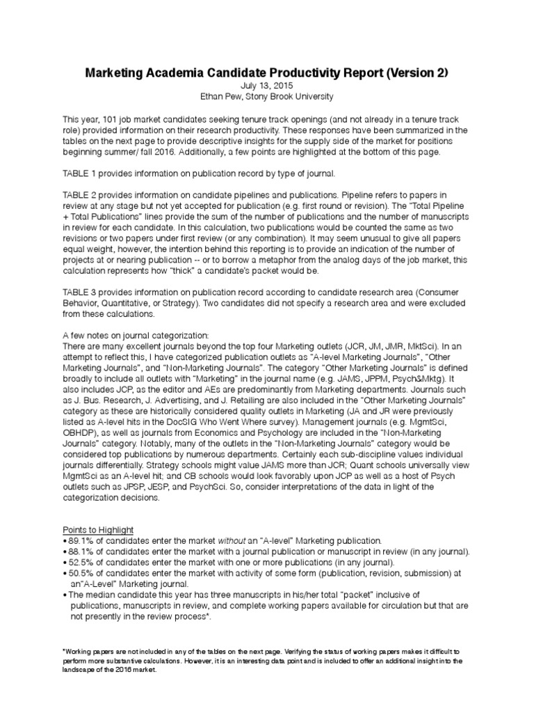 Marketing Job Market Candidate Report | PDF | Marketing | Psychological ...