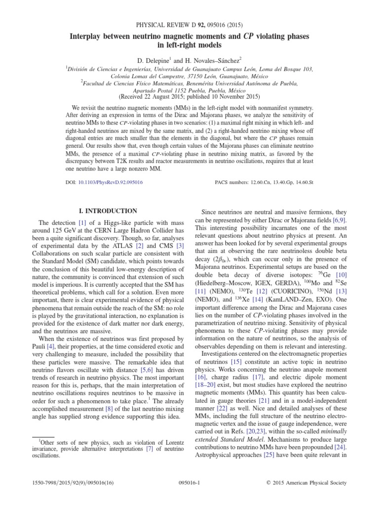 D Delepine and H Novales Sanchez (Interplay Between Neutrino Magnetic Moments and CP Violating ...