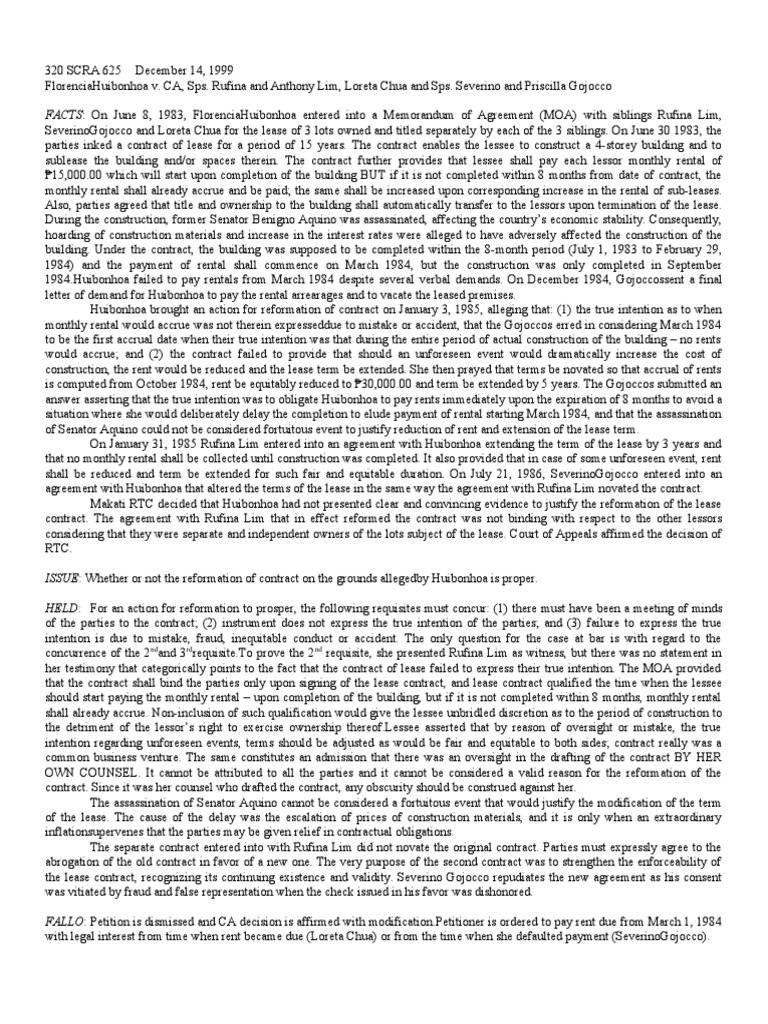 Lease Contract Reformation Case Analysis | PDF | Lease | Contract Law