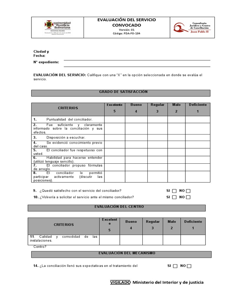 PDA-FO-184 Evaluación Del Servicio Convocado | PDF | Business