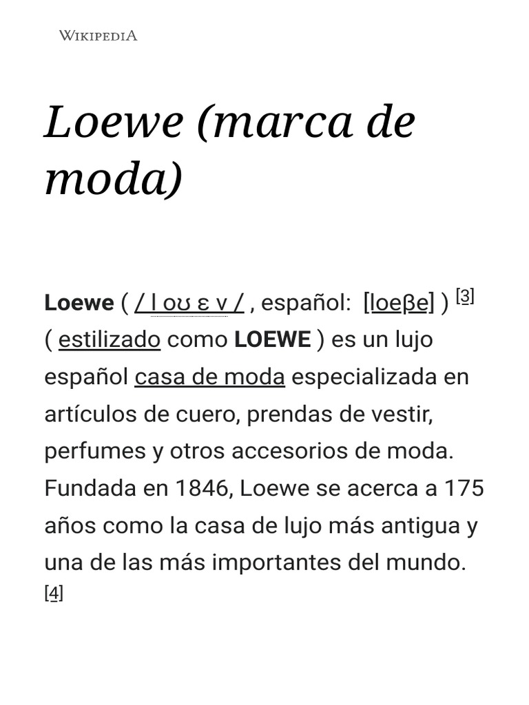 Loewe (Marca de Moda) - Wikipedia | PDF | Moda | Ropa