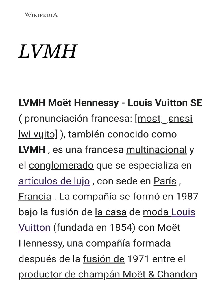 LVMH - Wikipedia | PDF | Marcas de lujo | Empresas