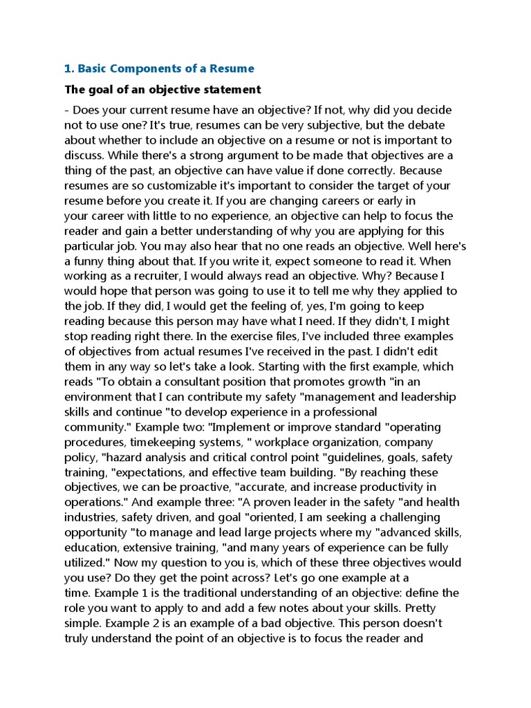 Basic Components of A Resume | Download Free PDF | Résumé | Safety