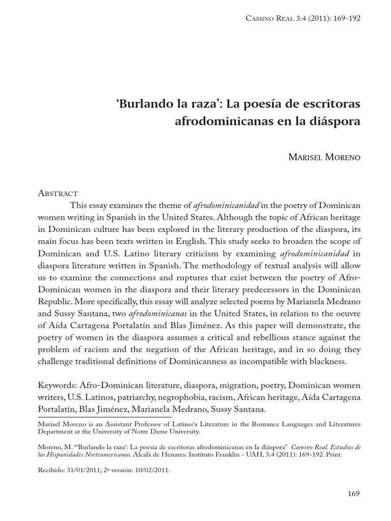 Afro-Dominican Diaspora Poetry | PDF