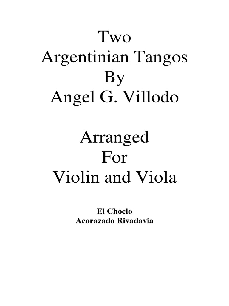 Two Argentinian Tangos by Villoldo For Violin Viola PDF | PDF | Tango ...