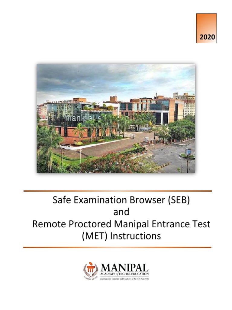 Safe Examination Browser (SEB) and Remote Proctored Manipal Entrance ...