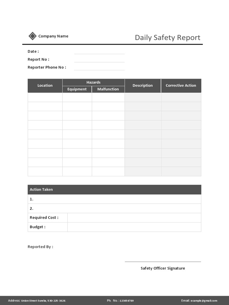 Daily Safety Report Template | PDF