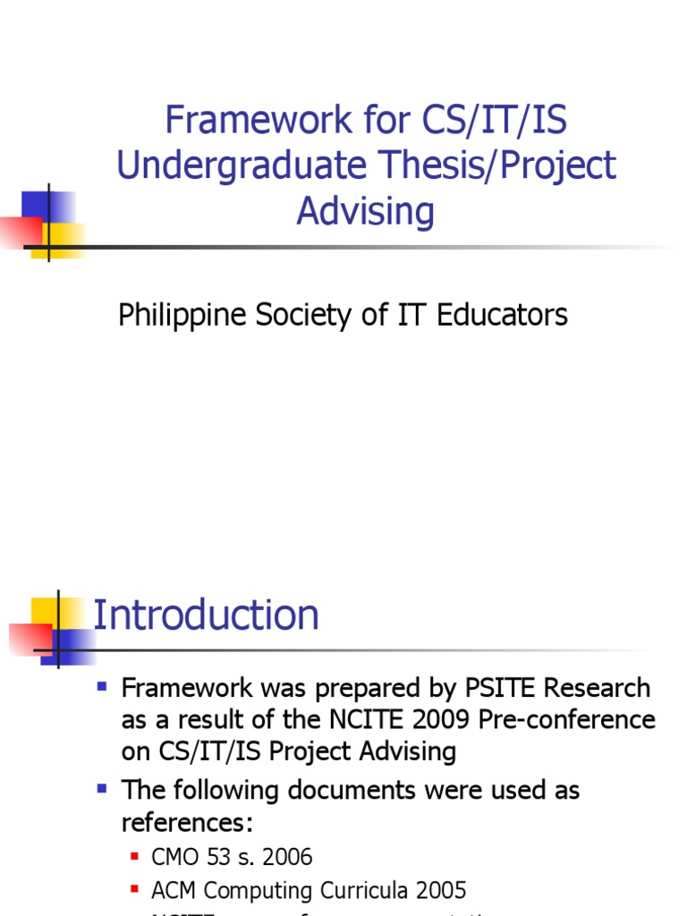 Framework For CS/IT/IS Undergraduate Thesis/Project Advising | PDF ...